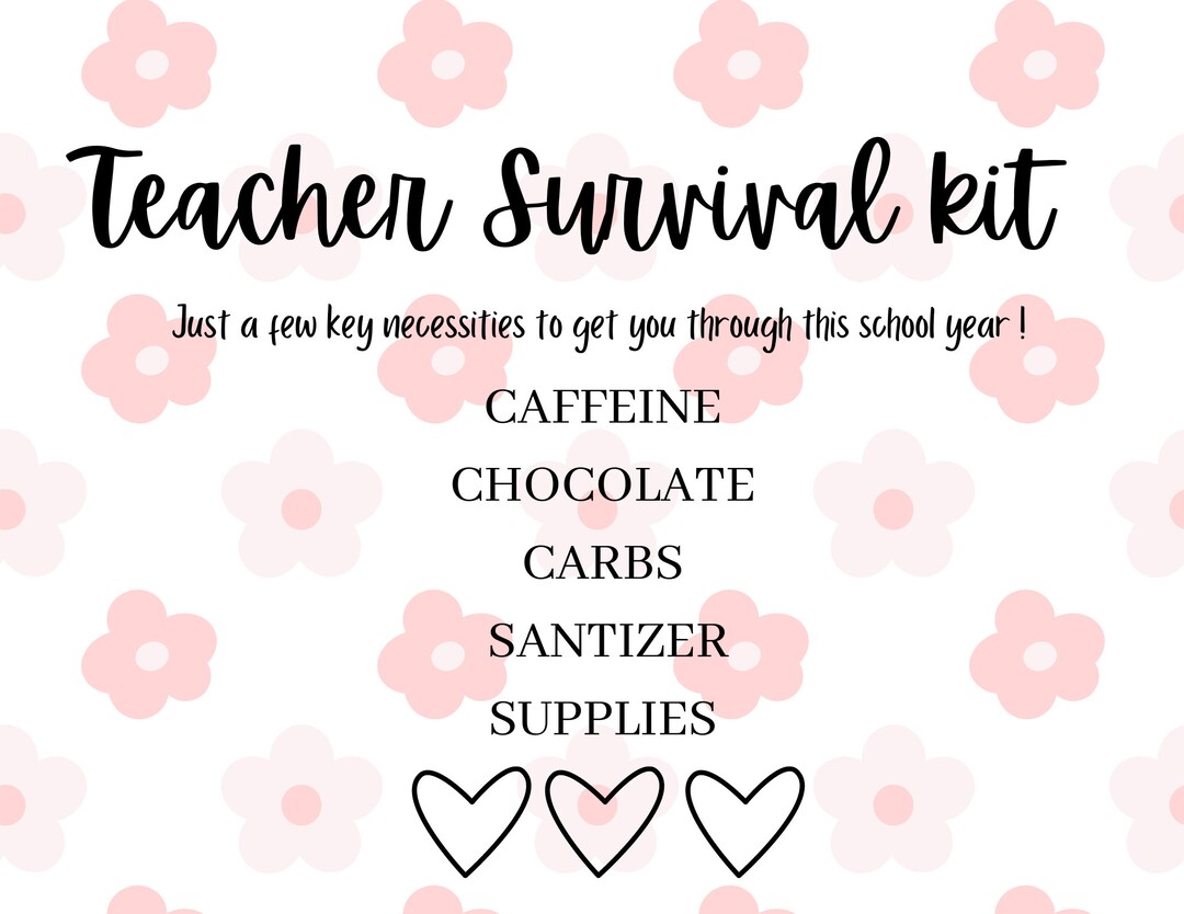 Teacher Survival Kit Printable Card - Etsy
