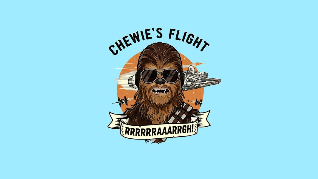 Chewie's Flight Stickers, Fun Star Wars Decor, Cool Laptop Sticker ...