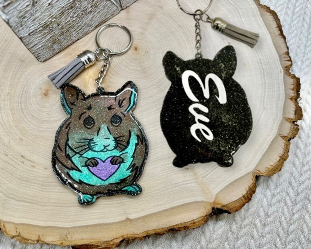 Chinchilla Keychain Chinchilla Art Resin Key Chain Custom Chinchilla ...
