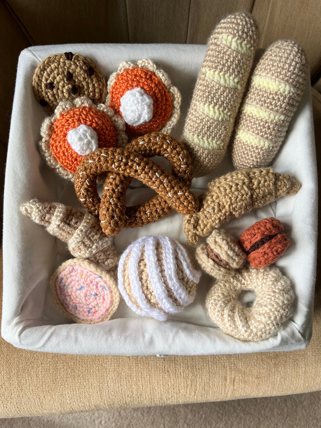 Crochet Bakery Play Food, Amigurumi Kitchen Toys, Pretzel, Baguette ...