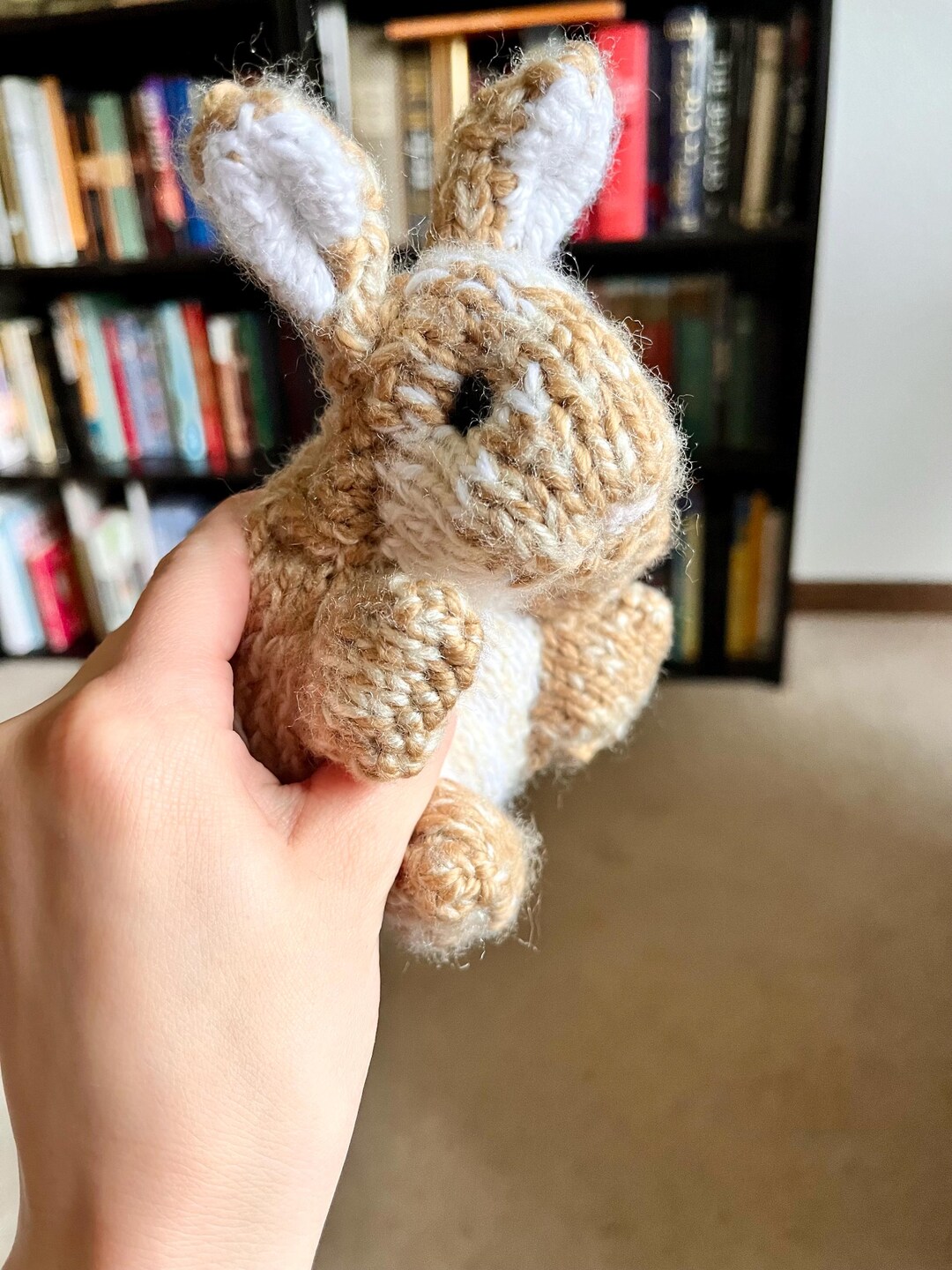 Baby Knit Rabbit / Handmade Stuffed Animal/ Spotted Bunny Heirloom Toy ...
