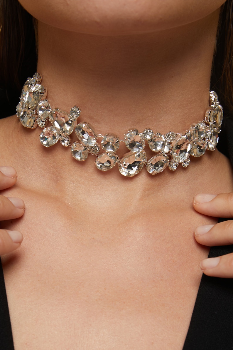 Sparkly Zircon Crystal Choker Necklace: Bridal Wedding Jewelry - Etsy