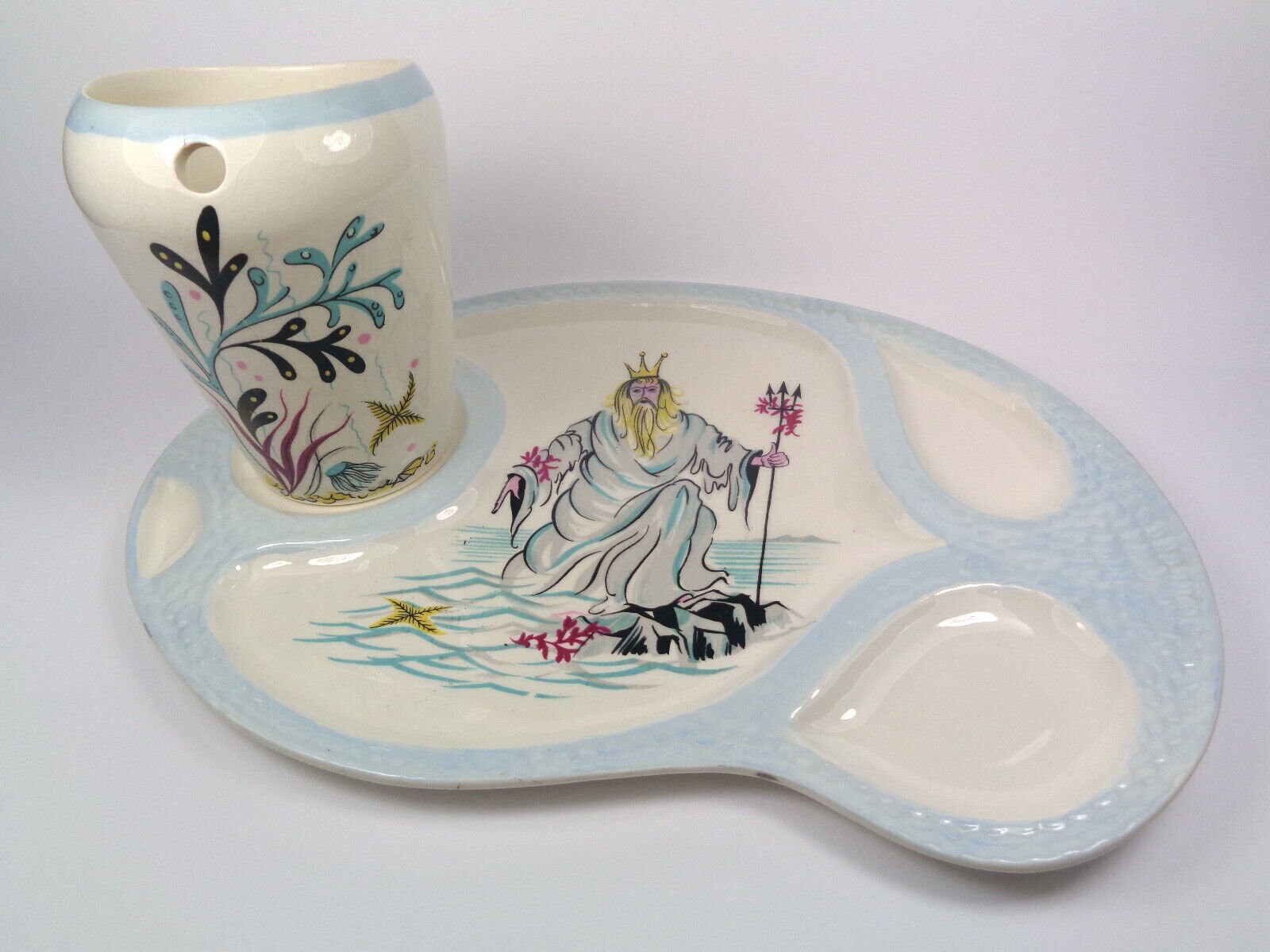 Vintage Retro 1950's British Anchor Pottery Neptune Child's Party Plate ...