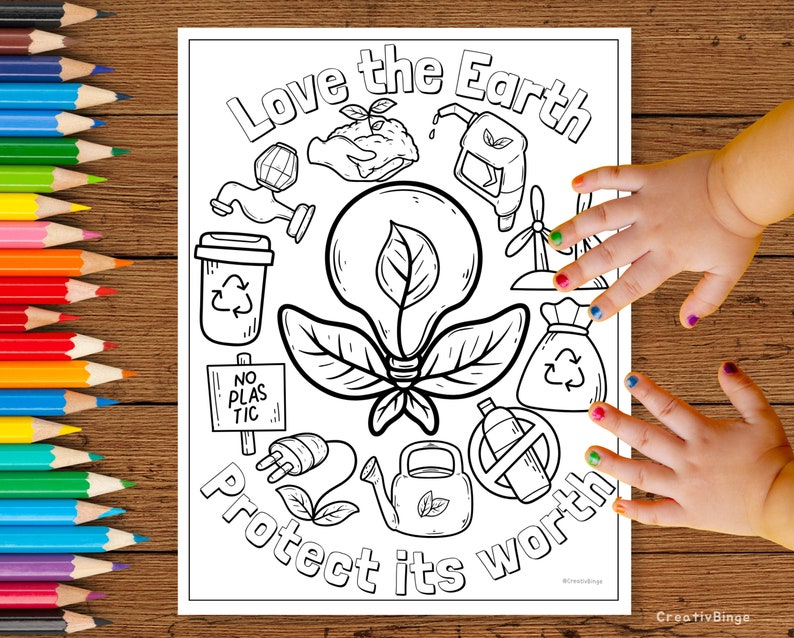 Earth Day Coloring Pages, I Love Earth Coloring Activity for Kids, Fun ...