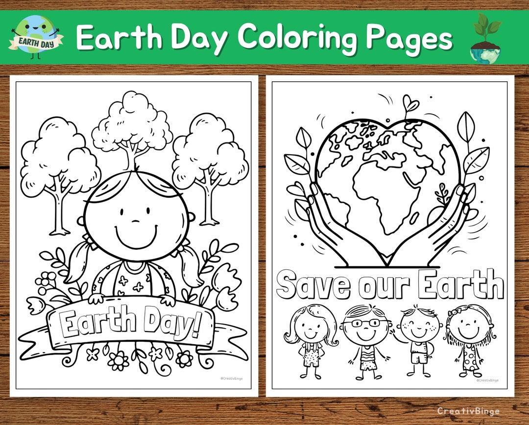 Earth Day Coloring Pages, I Love Earth Coloring Activity for Kids, Fun ...