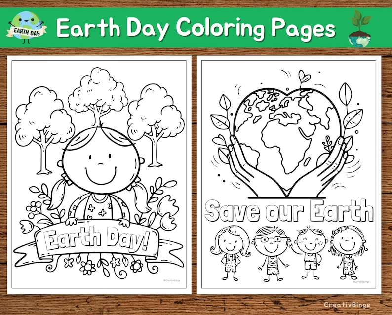Earth Day Coloring Pages, I Love Earth Coloring Activity for Kids, Fun ...