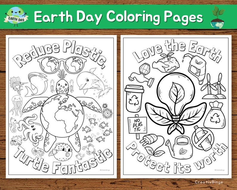 Earth Day Coloring Pages, I Love Earth Coloring Activity for Kids, Fun ...