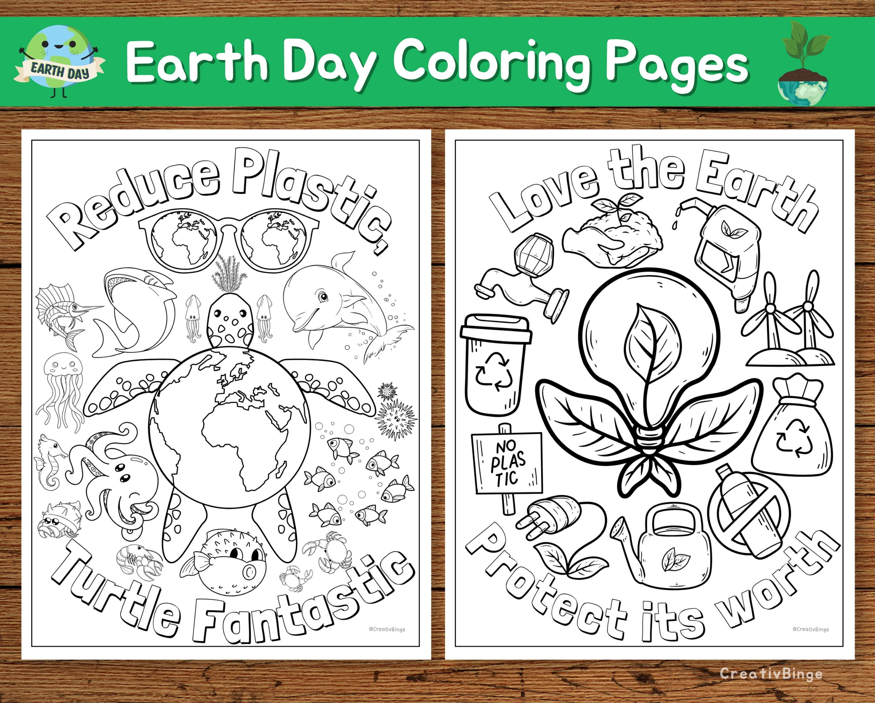 Earth Day Coloring Pages, I Love Earth Coloring Activity for Kids, Fun ...
