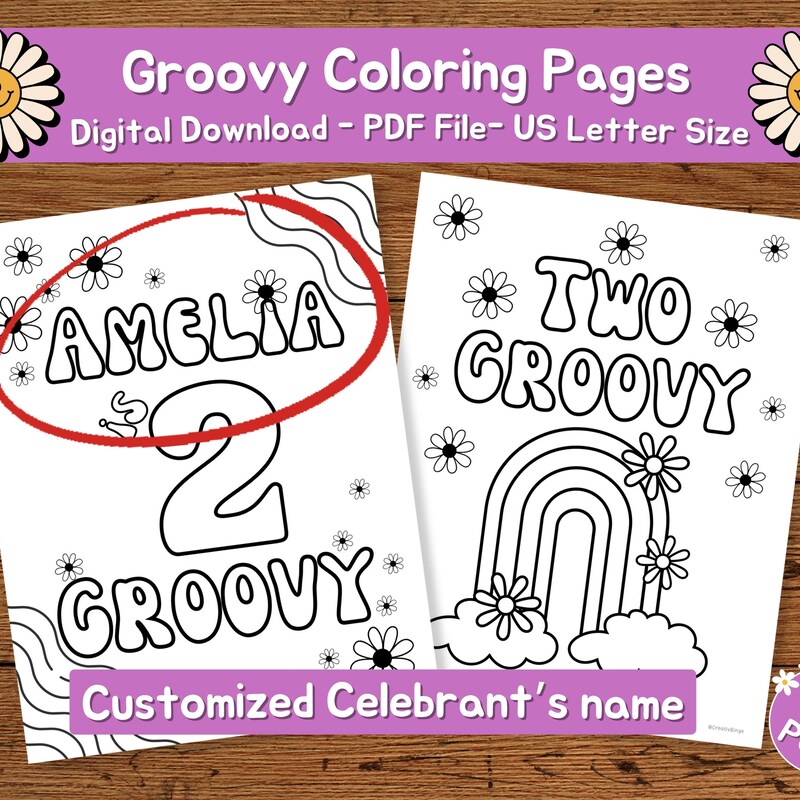 Two Groovy Coloring Pages - Etsy