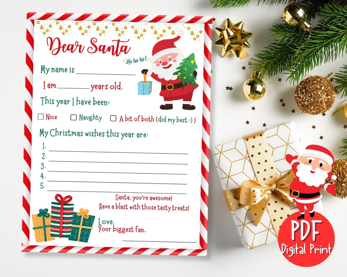 Letter to Santa Letter to Santa Printable Easy to Print - Etsy