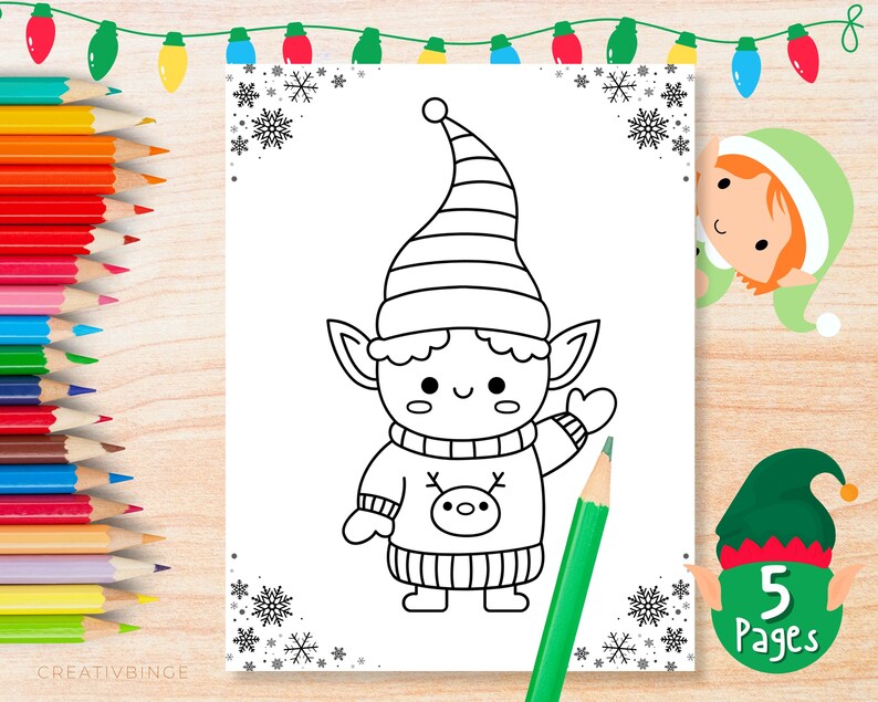 Christmas Coloring Page, Elf Coloring, Elf Coloring Page, Christmas Elf ...