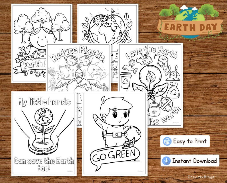 Earth Day Coloring Pages, I Love Earth Coloring Activity for Kids, Fun ...
