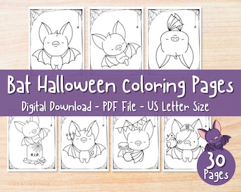 Printable Halloween Bat Coloring Page - Etsy