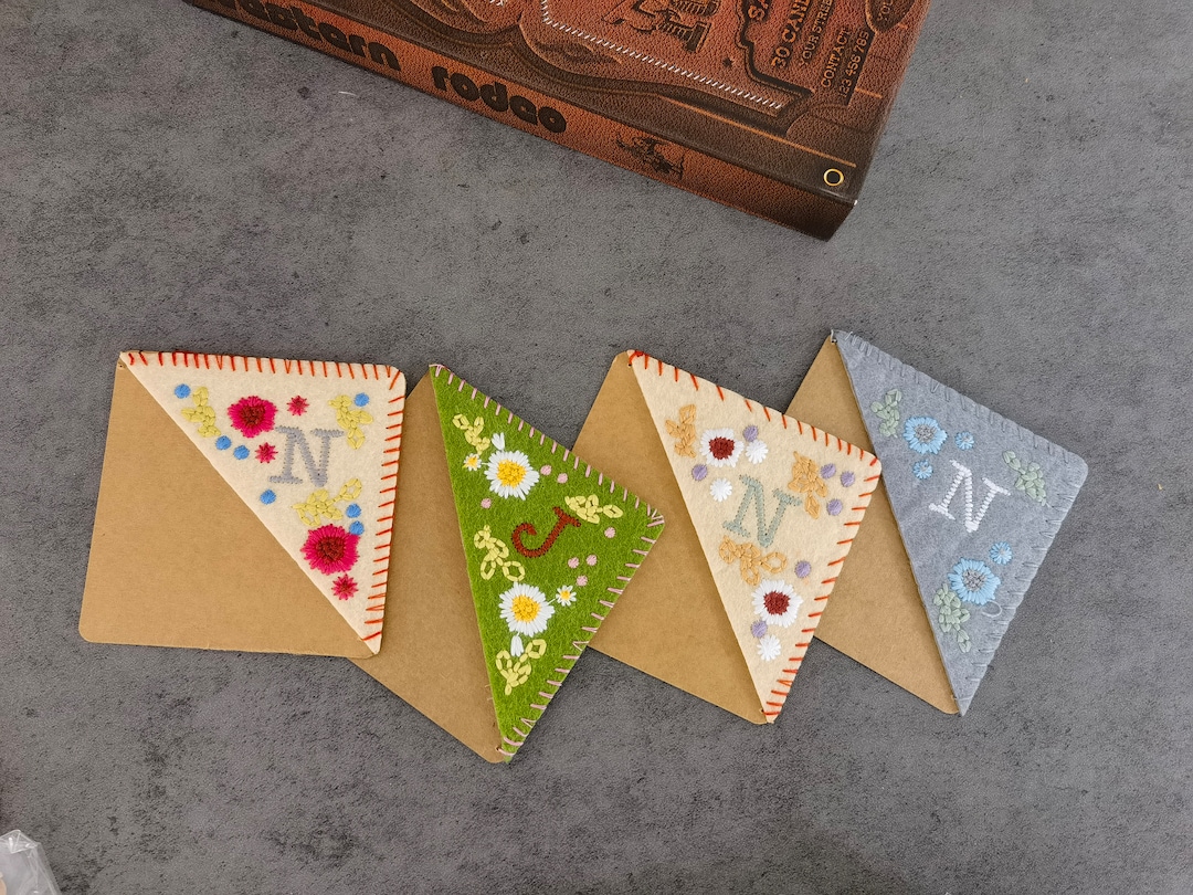 Personalized Embroidery Felt Bookmarks | Letters Handmade Corner ...