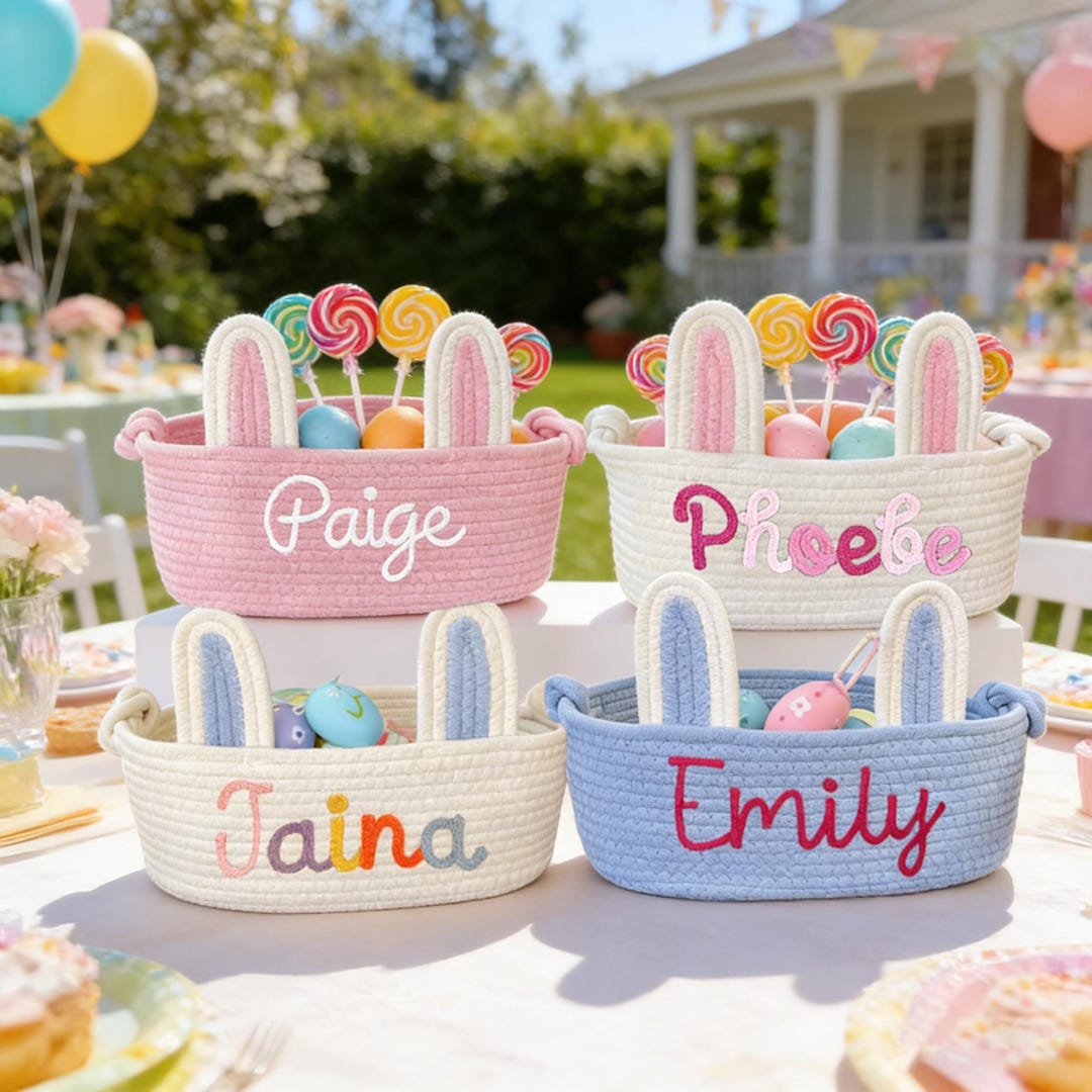 Custom Easter Basket With Name-kids Easter Gift, Easter Decor, Baby ...