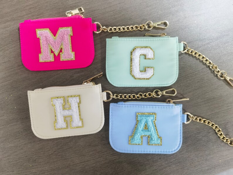 Personalized Coin Pouch Keychain Patch Mini Purse Chenille Patch Nylon ...