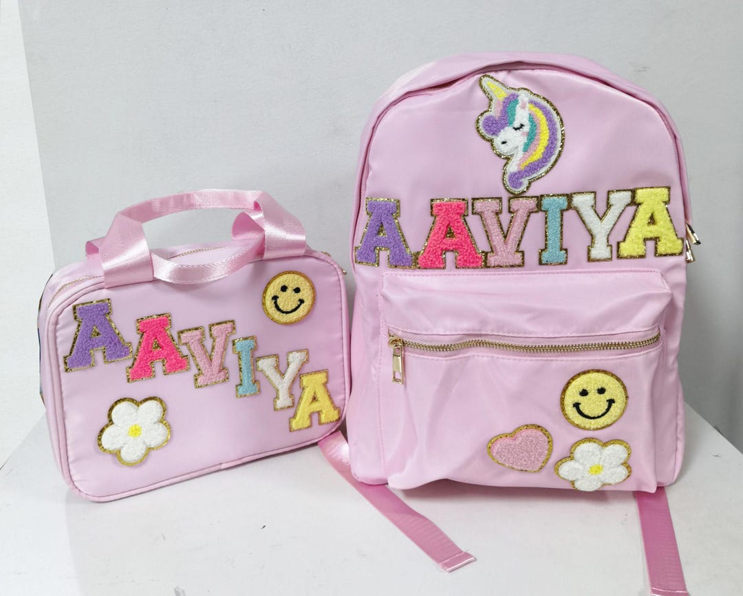 Sewn Patches Backpack Personalized Nylon Backpack With Patch Chenille ...