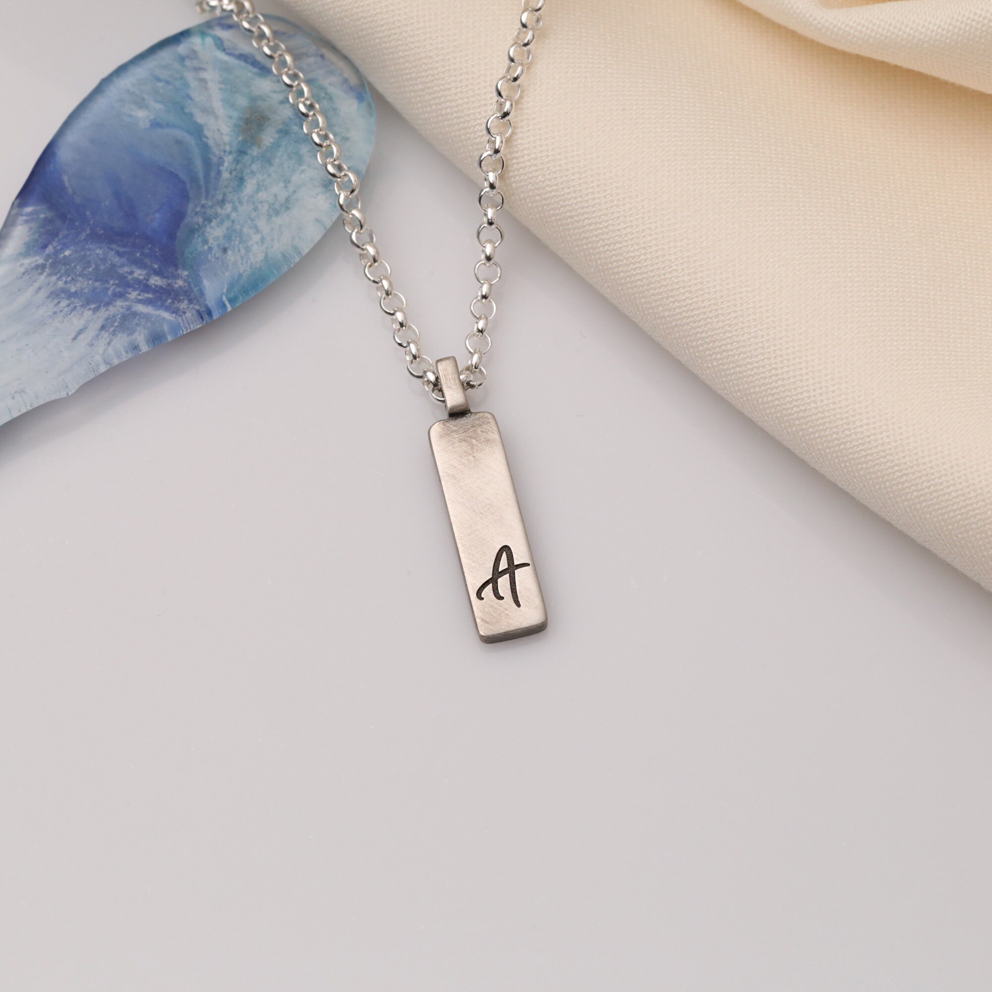 Personalized Men's Bar Initial Necklace, Engraved Pendant for Men ...