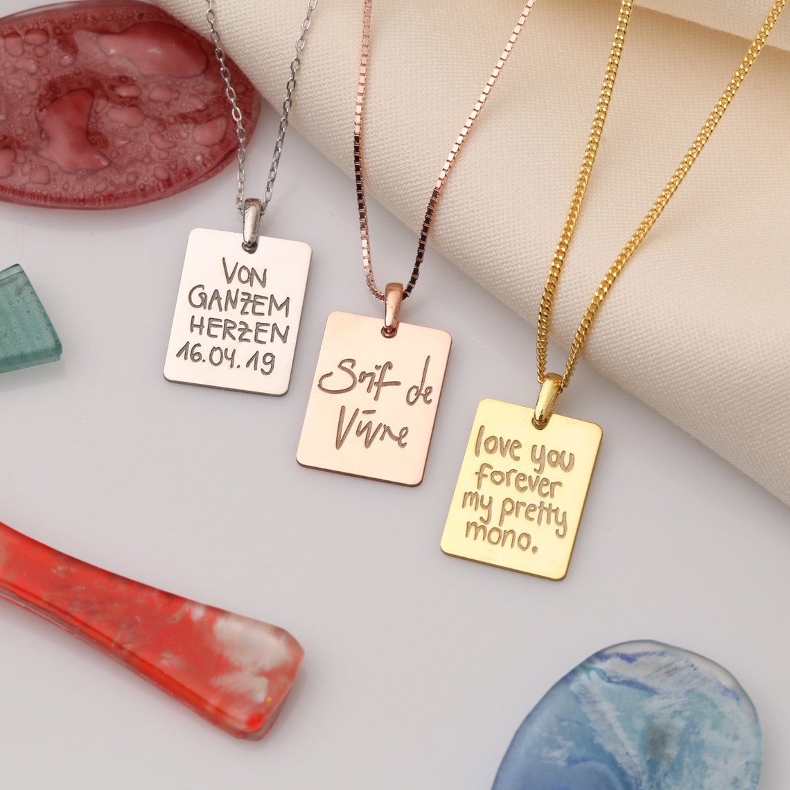 Custom Handwriting Necklace, Your Own Handwriting, 14k Gold Engraved ...