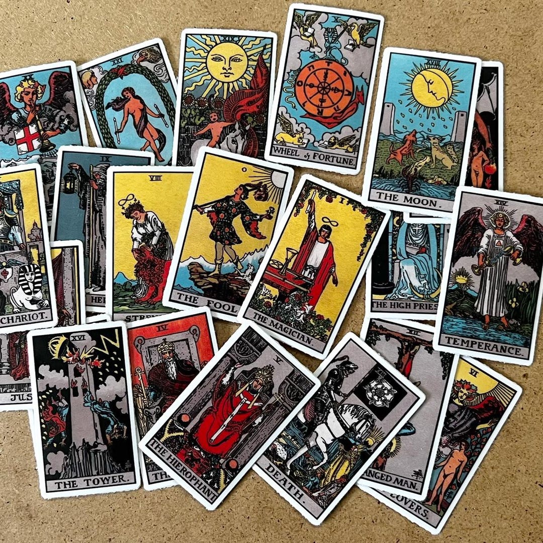 Waterproof Rider-waite Tarot Card Stickers: Vinyl Decals - Etsy