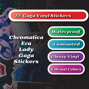 Lady Gaga LG5 Chromatica Vinyl Sticker Pack 22 Waterproof Gaga Stickers ...