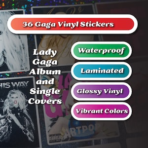 Lady Gaga Album Covers Vinyl Sticker Pack | 36 Waterproof Gaga Stickers ...