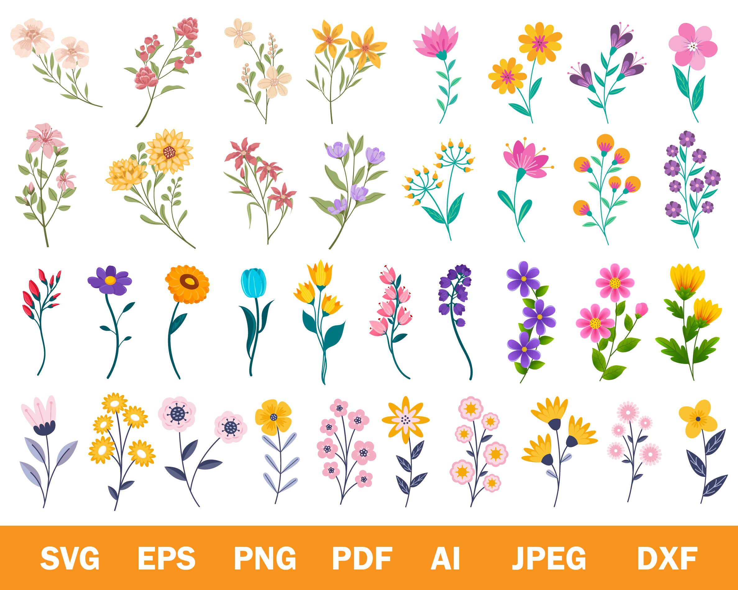 36 Colored Flower Svg Bundle Flower Svg Floral Svg Bundle - Etsy Canada