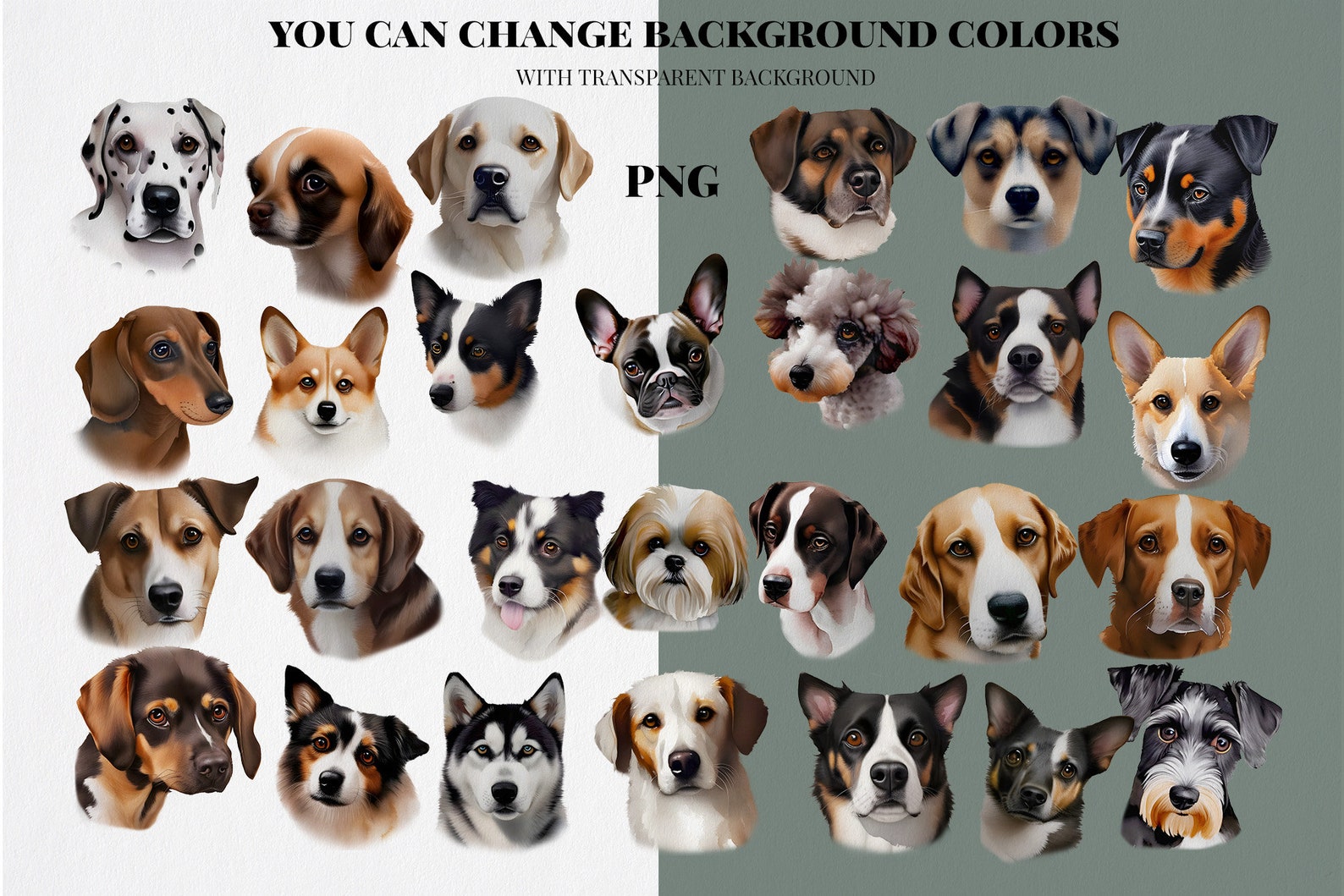 Dog Clipart Dog Wall Art Pet Clipart Watercolor Clipart - Etsy