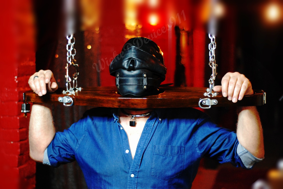 Neck and Wrist Stock Pillory for BDSM Play, Solid Wood Hanging Head ...