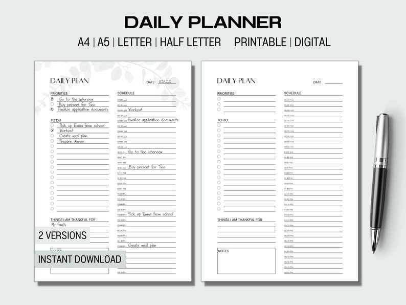 Fillable Daily Planner Printable Daily To Do List - Etsy.de