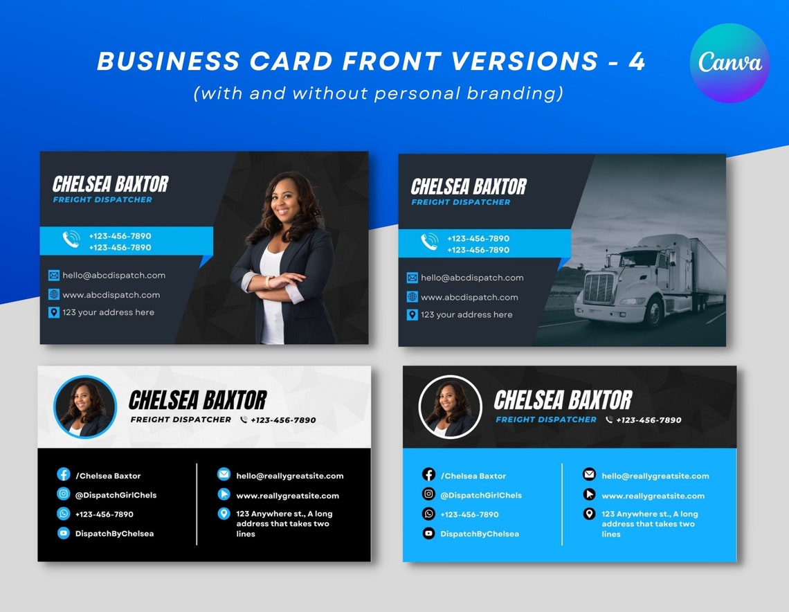 Dispatcher Business Card Canva Template, Logistics & Trucking Business ...