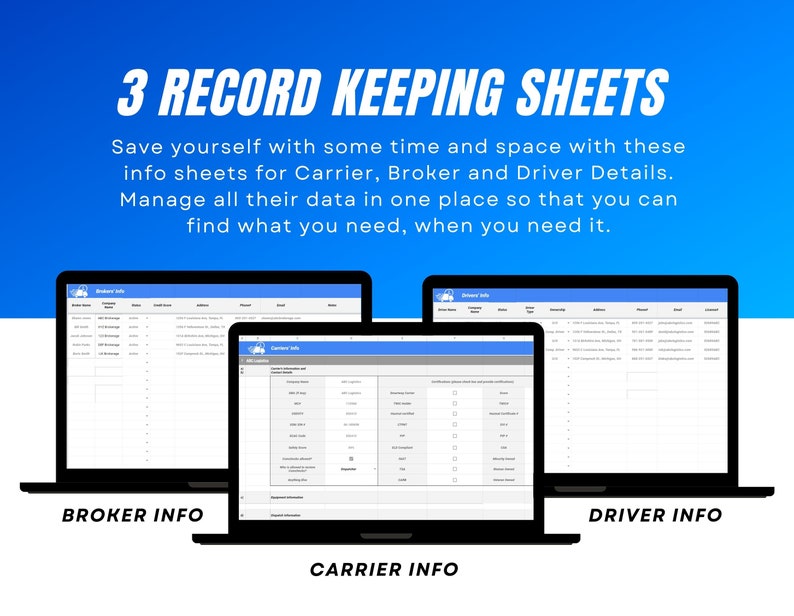 Freight Dispatch Management Spreadsheet - Load Tracker, Truck & Finance ...