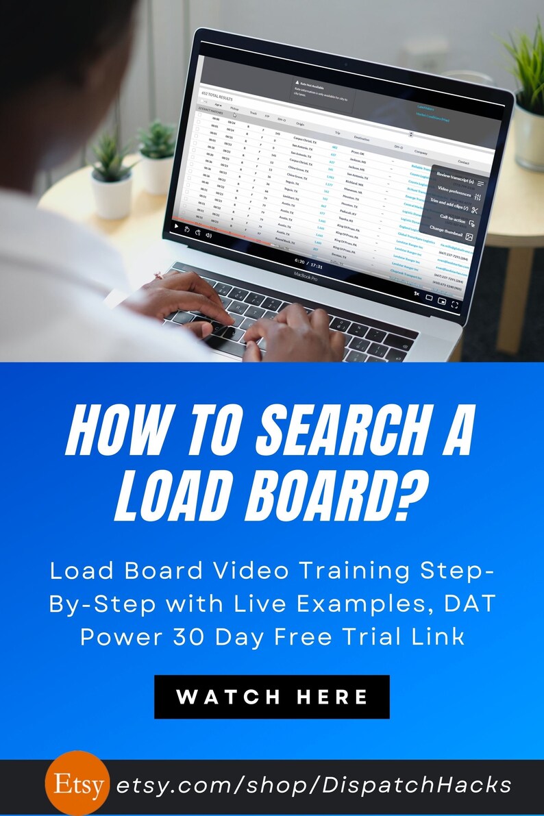 Freight Dispatcher Load Board Training Step by Step Video - Etsy