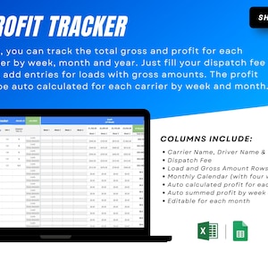 Freight Dispatch Management Spreadsheet - Load Tracker, Truck & Finance ...