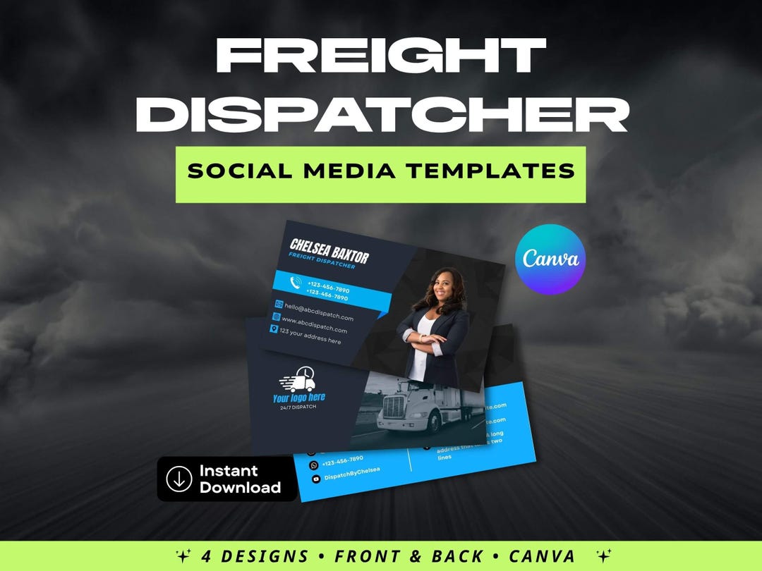 Freight Dispatcher Business Card Templates | 4 Canva Designs | Front ...
