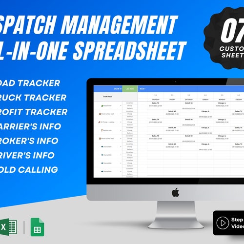 Freight Dispatch Management Spreadsheet Load Tracker Truck - Etsy