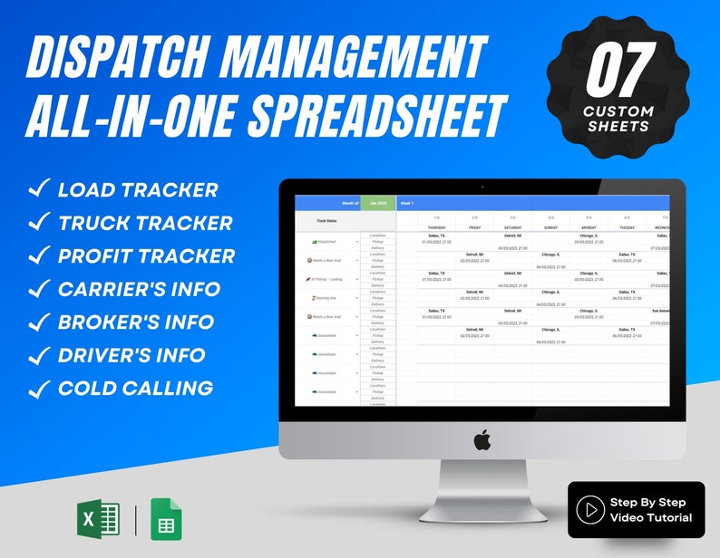 Freight Dispatch Management Spreadsheet - Load Tracker, Truck & Finance ...