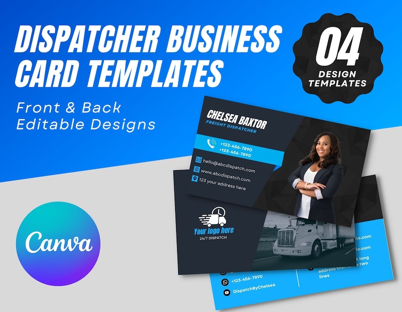 Dispatcher Business Card Canva Template, Logistics & Trucking Business ...