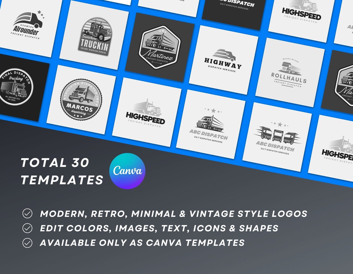 Dispatcher Logo Canva Templates Dispatching Logo Trucking & - Etsy