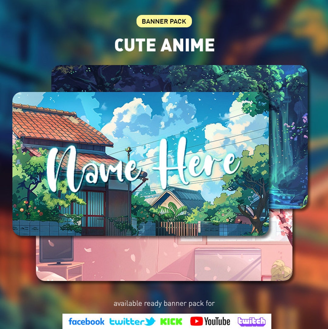 Anime Charm Banners: Cute Theme Pack for Social Media & Streaming - Etsy