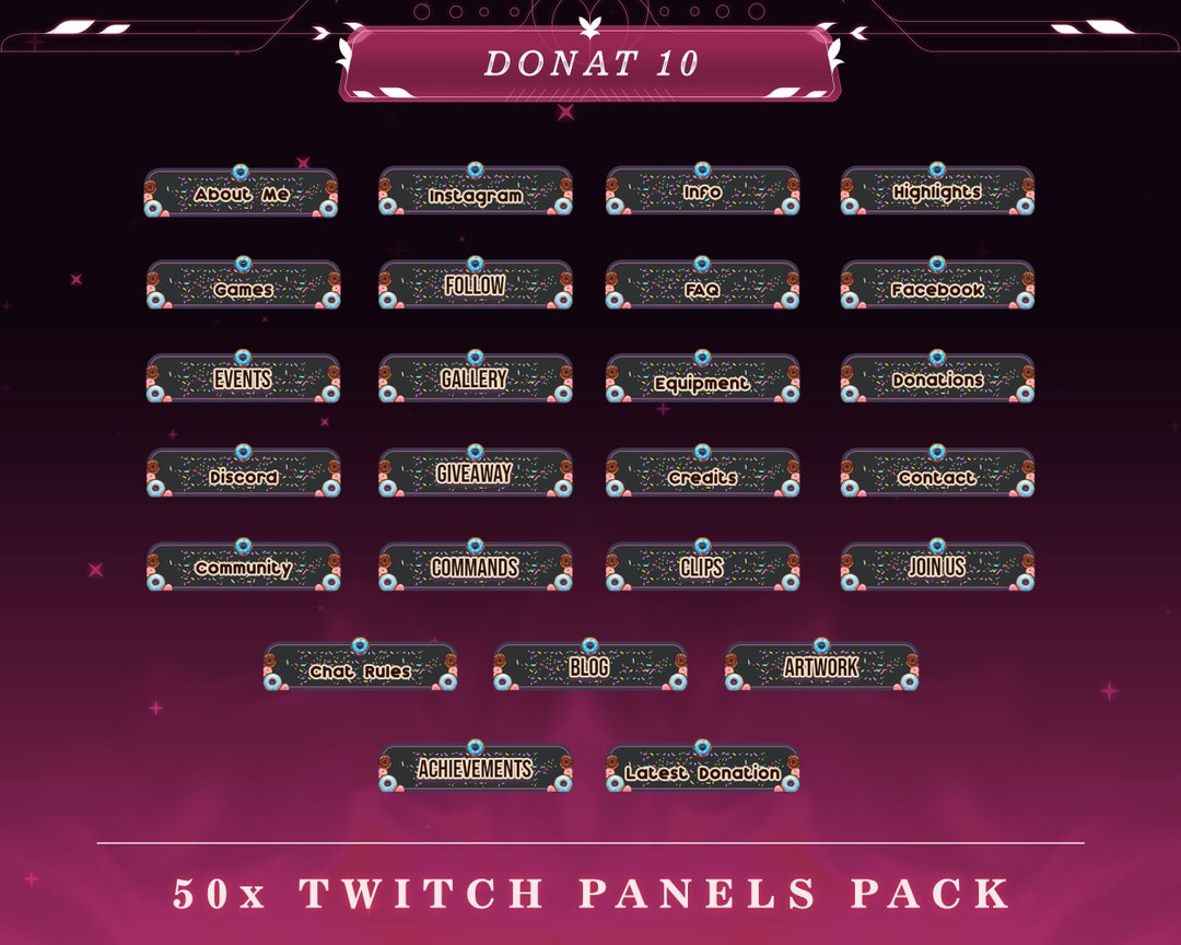 Donut Paradise Twitch Panels: Stream Overlay Pack (50+ PNG) - Etsy