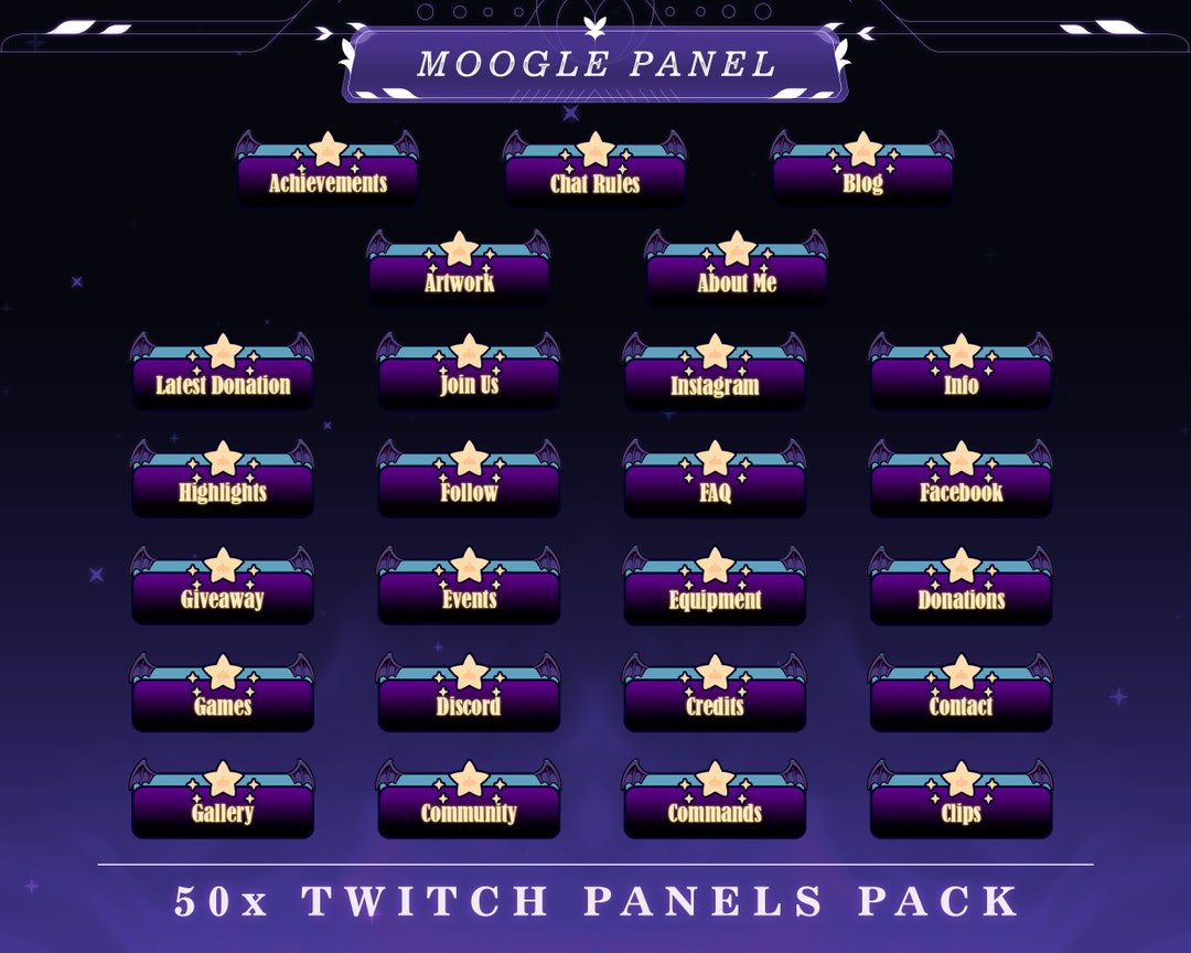 Moogle Twitch Panels | Stream Overlays | Cute Fantasy Theme Graphics | Overlay Panels ...