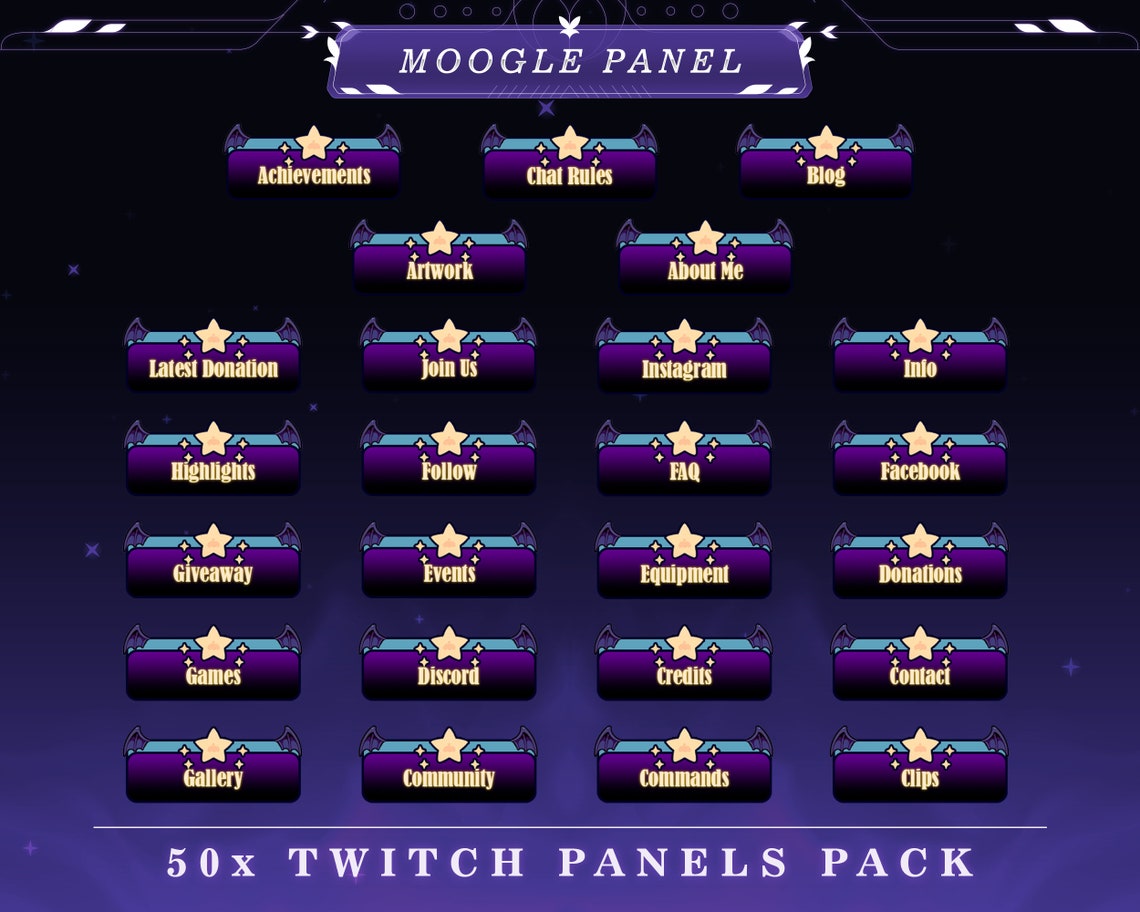 Moogle Twitch Panels | Stream Overlays | Cute Fantasy Theme Graphics ...
