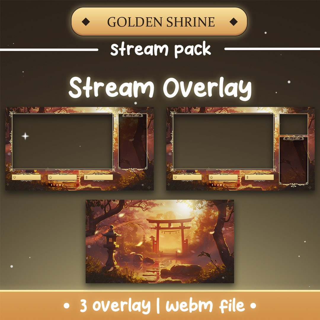 Animated Stream Overlay Pack Golden Shrine for Radiant Streaming ...