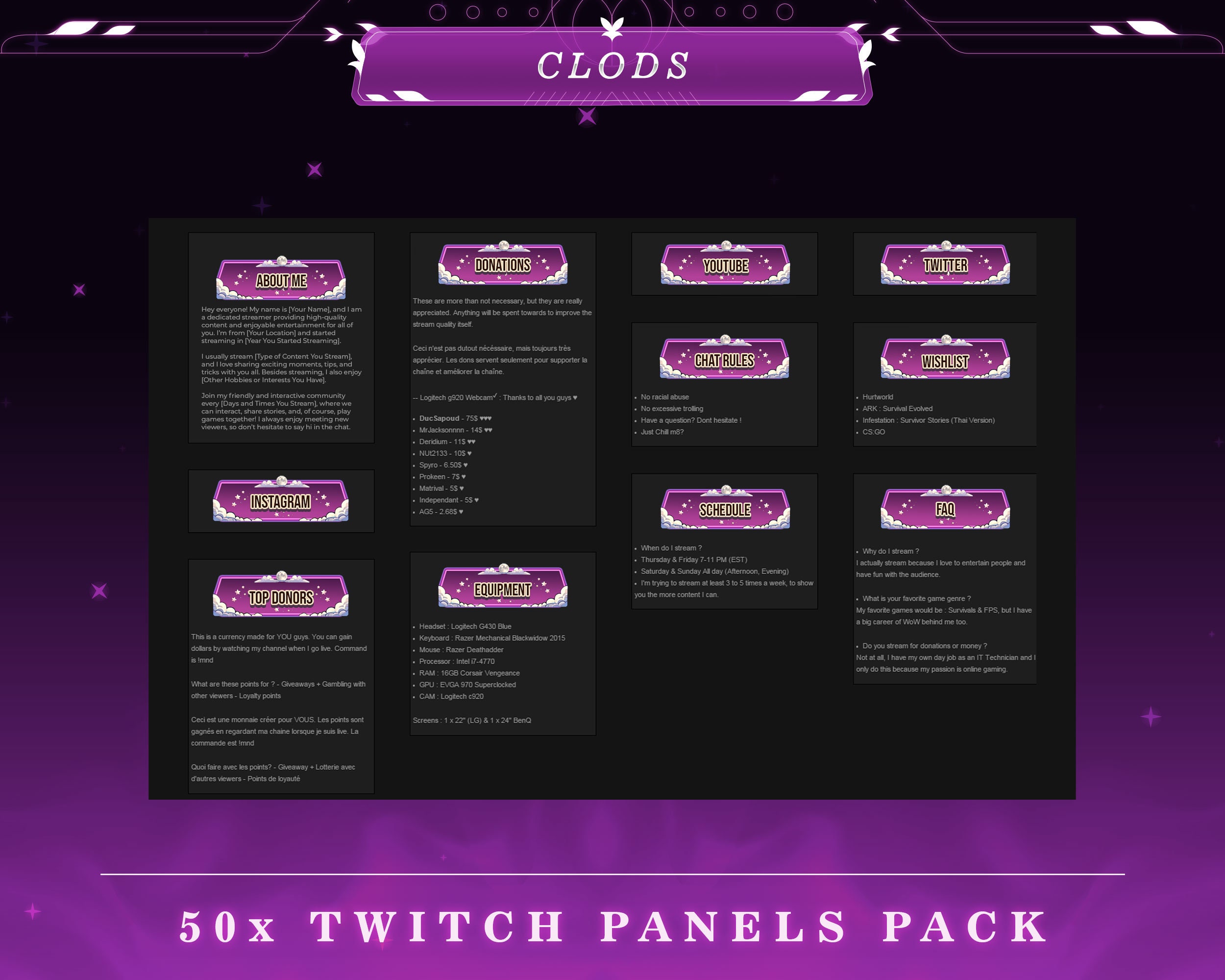 Cloudscape Twitch Panels Stream Overlays Sky Theme Graphics Overlay ...
