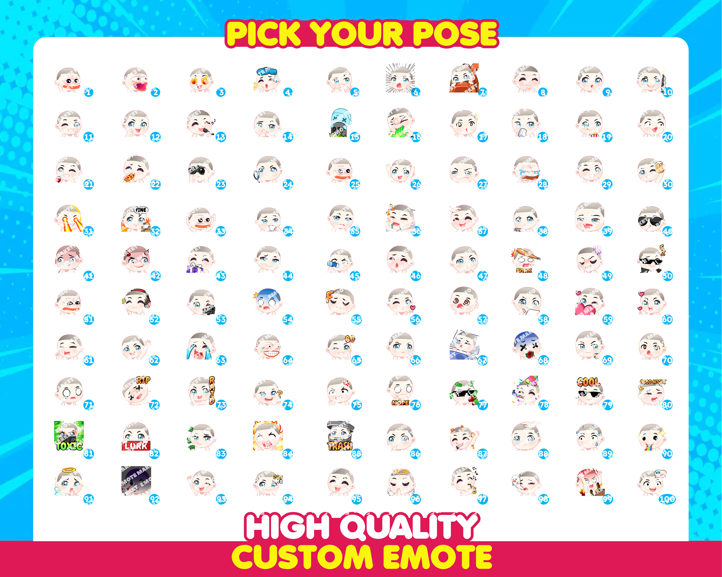 Elegant Chibi Twitch Emotes Personalized & Fun Emotes Upgrade Your ...