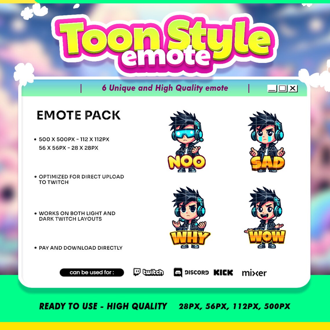 Twitch Emotes Unique Cartoon DJ Pack for Stand Out in the Streamer ...