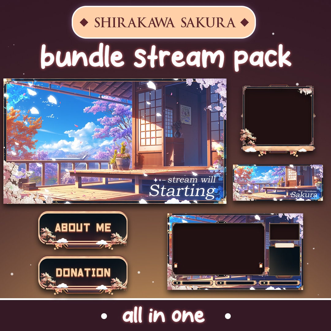 Animated Stream Overlay Pack Shirakawa Sakura Serene Cherry Blossom ...