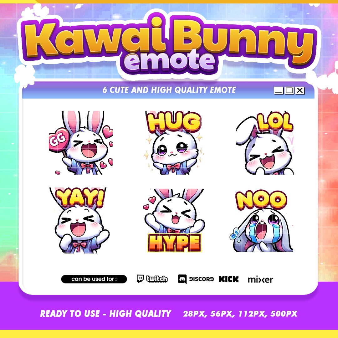 Twitch Emote Charming Bunny Chibi for Delightfully Cute Twitch ...