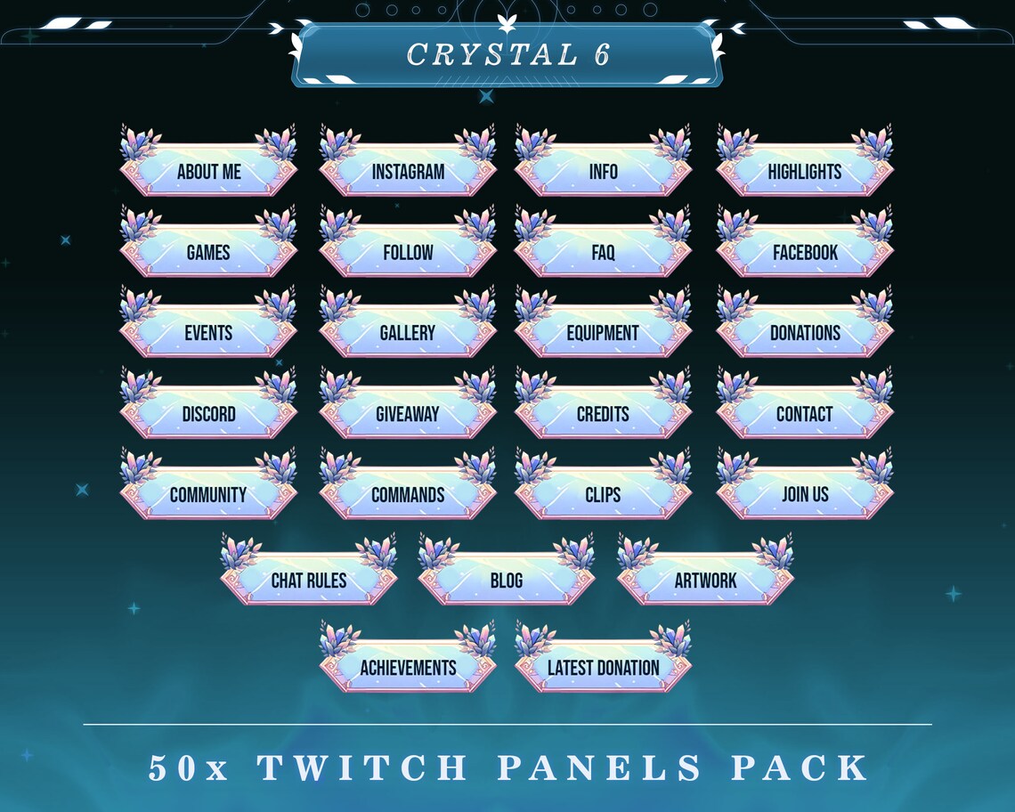 Crystal Enigma Twitch Panels: Mystical Gem Stream Overlays - Etsy